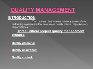 Quality Management Process Example