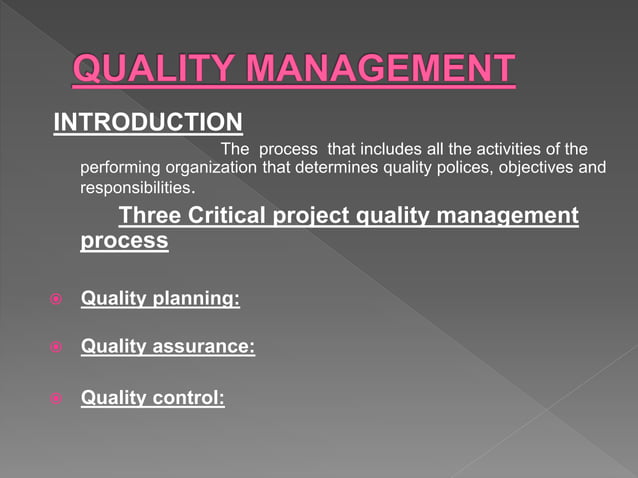 QUALITY MANAGEMENT | PPT