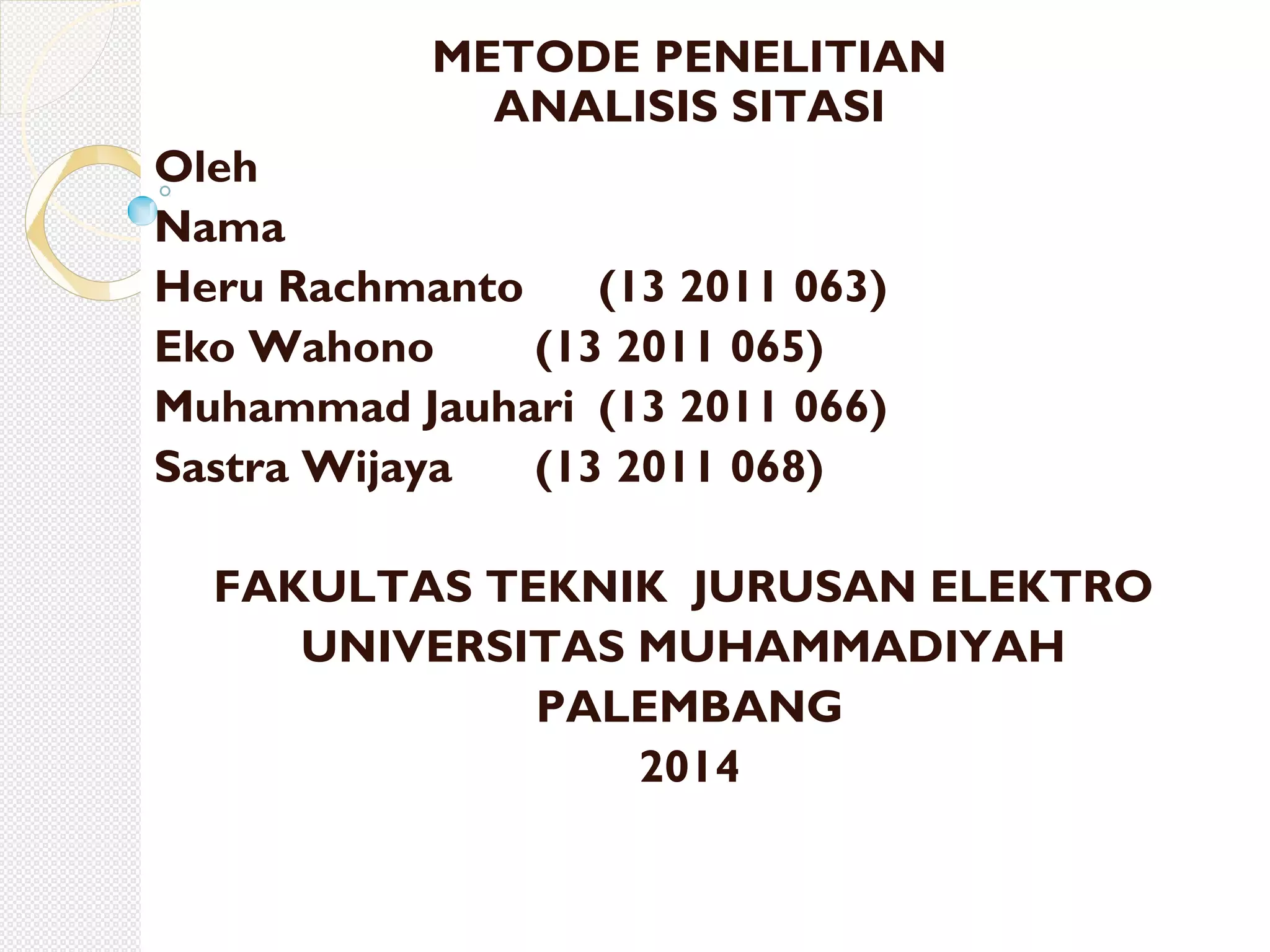 Analisis Sitasi Metode Penelitian | PPT