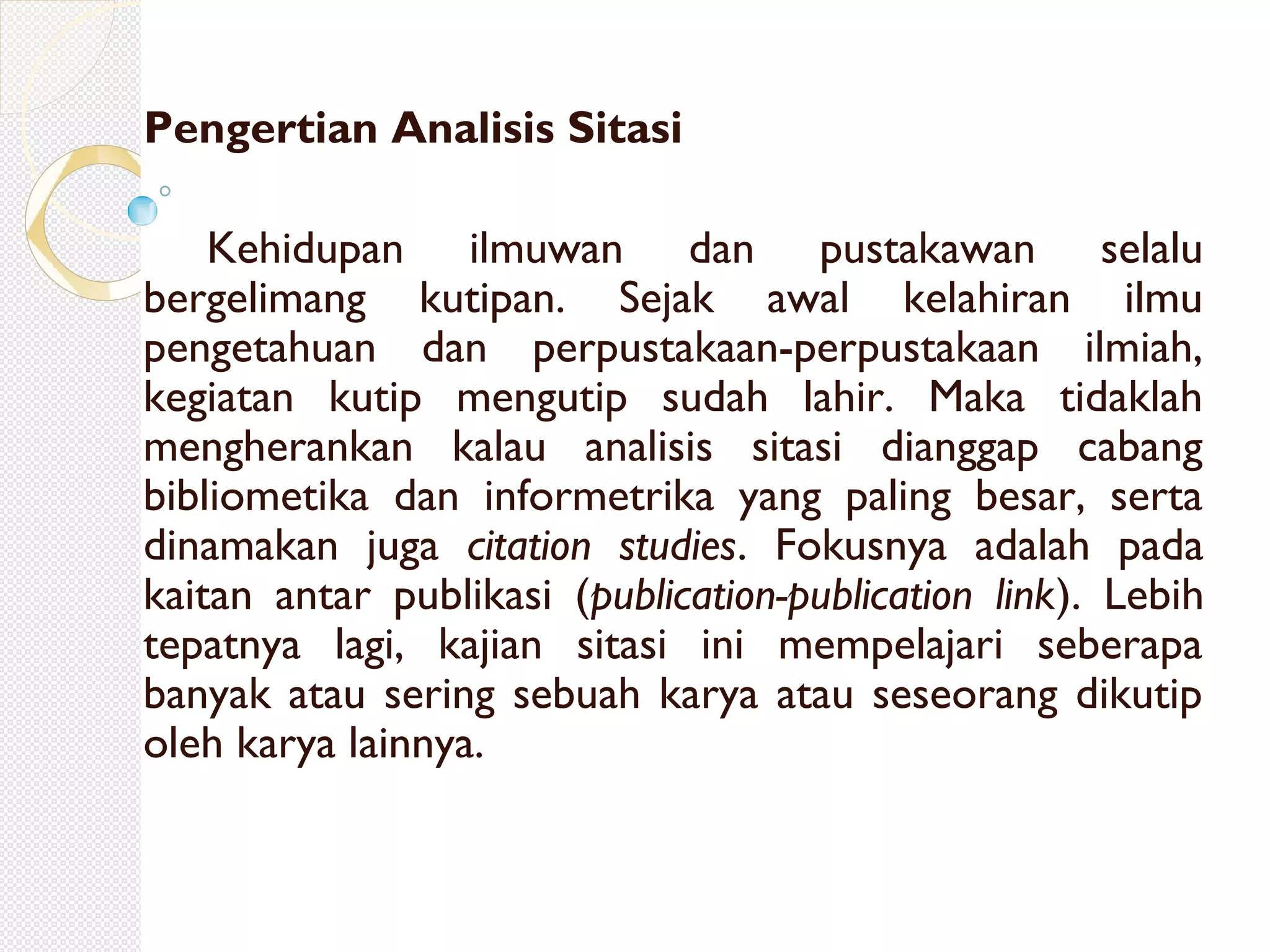 Analisis Sitasi Metode Penelitian | PPT