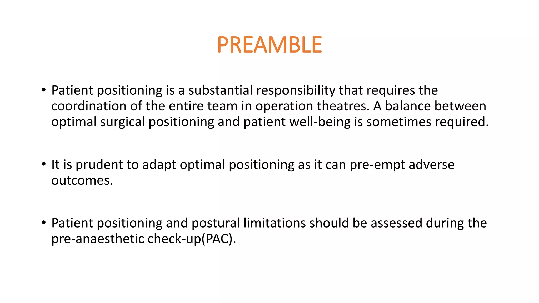 DIFFERENT PATIENT POSITIONING IN ANAESTHESIA | PPTX
