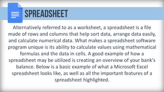 ICT: SPREADSHEETS (MICROSOFT EXCEL) | PPTX