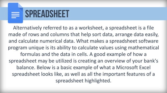 ICT: SPREADSHEETS (MICROSOFT EXCEL) | PPTX | Computing | Technology & Computing
