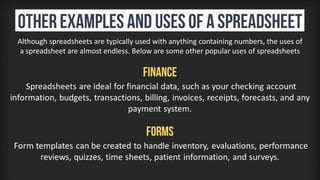 ICT: SPREADSHEETS (MICROSOFT EXCEL) | PPTX