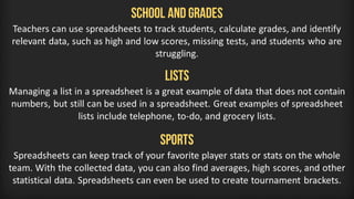 ICT: SPREADSHEETS (MICROSOFT EXCEL) | PPTX