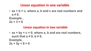 MATHS - Linear equation in two variable (Class - X) Maharashtra Board | PPT