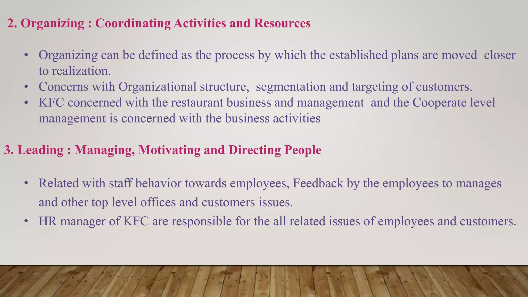 Management principal used in KFC ppt | PPTX