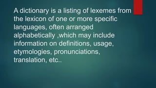 What is a Dictionary | PPTX