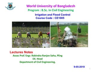 Class lectures on Irrigation Presentation-1 by Rabindra Ranjan saha ...