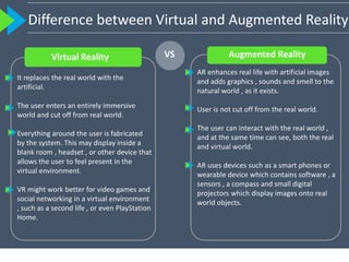 Virtual Reality and Augmented Reality | PPTX