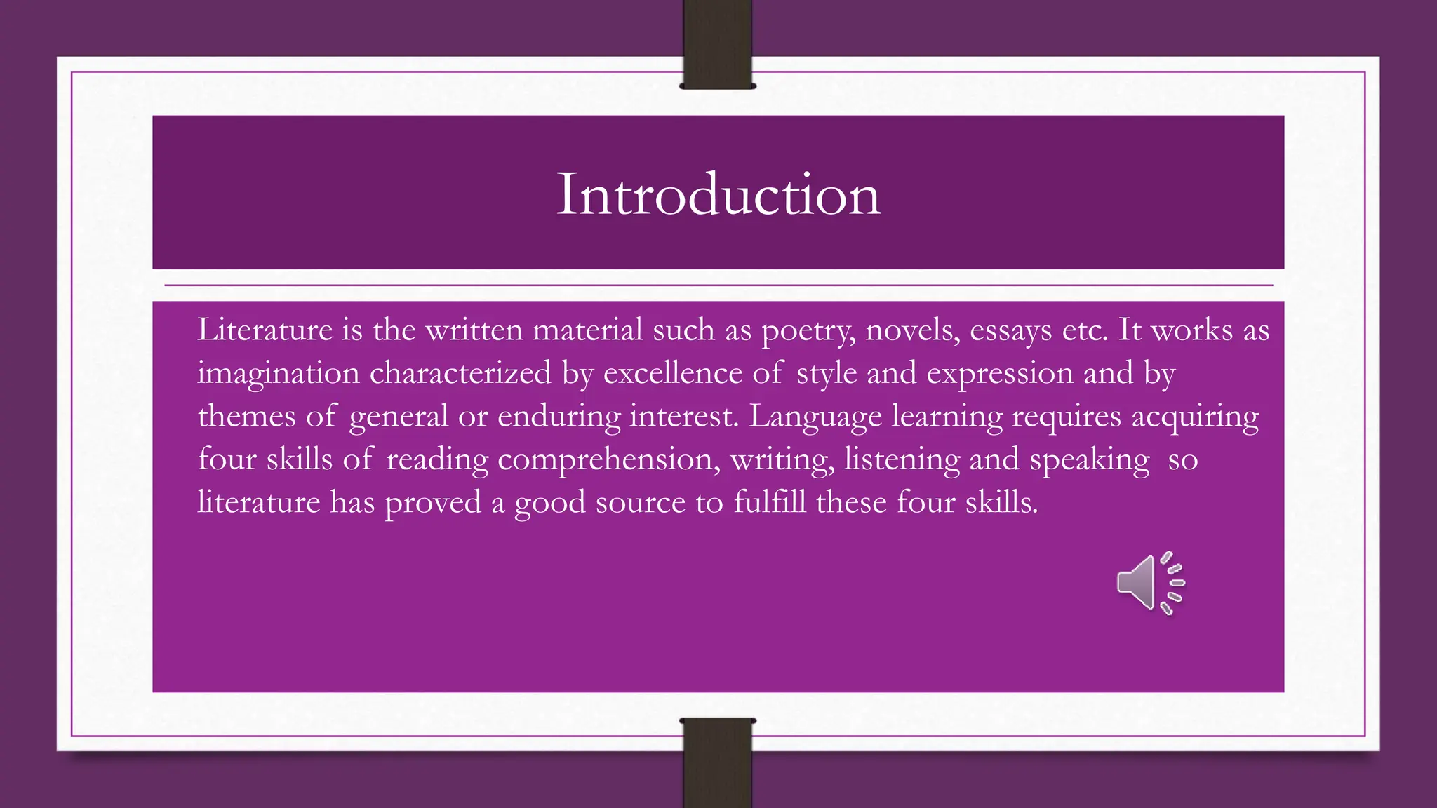 Importance of teaching literature in primary schools | PPTX