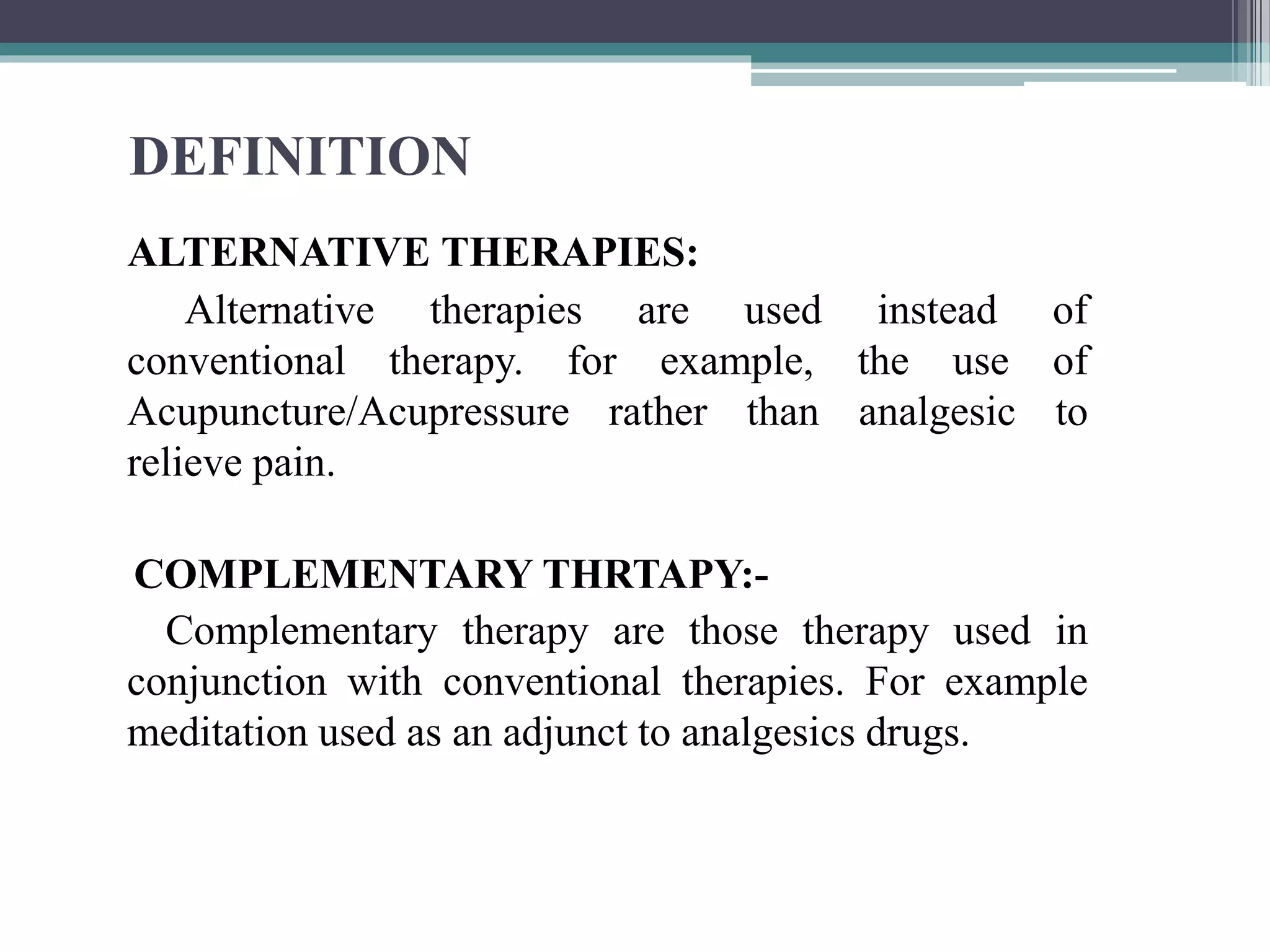ALTERNATIVE AND COMPLEMENTARY THERAPIES DURING INTRANATAL PERIOD | PPTX