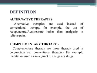 ALTERNATIVE AND COMPLEMENTARY THERAPIES DURING INTRANATAL PERIOD | PPTX