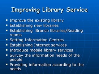 Development of Public Library Services | PPT