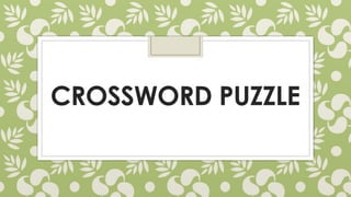 Presentation crossword puzzle for environment | PPTX