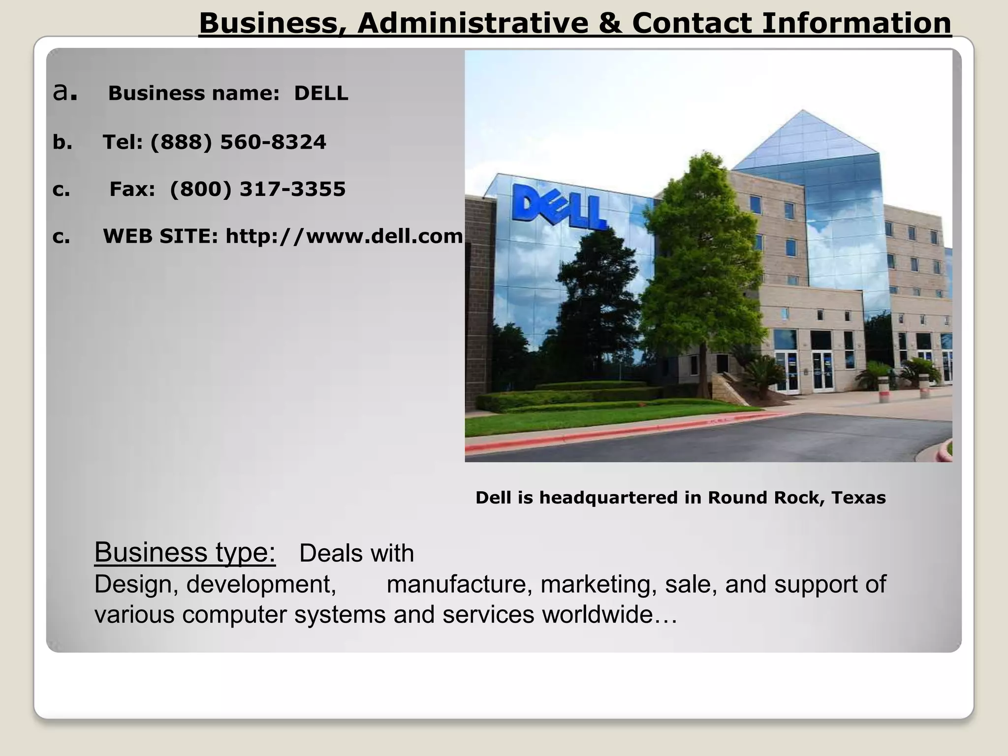 Dell Company Presentation | PPTX