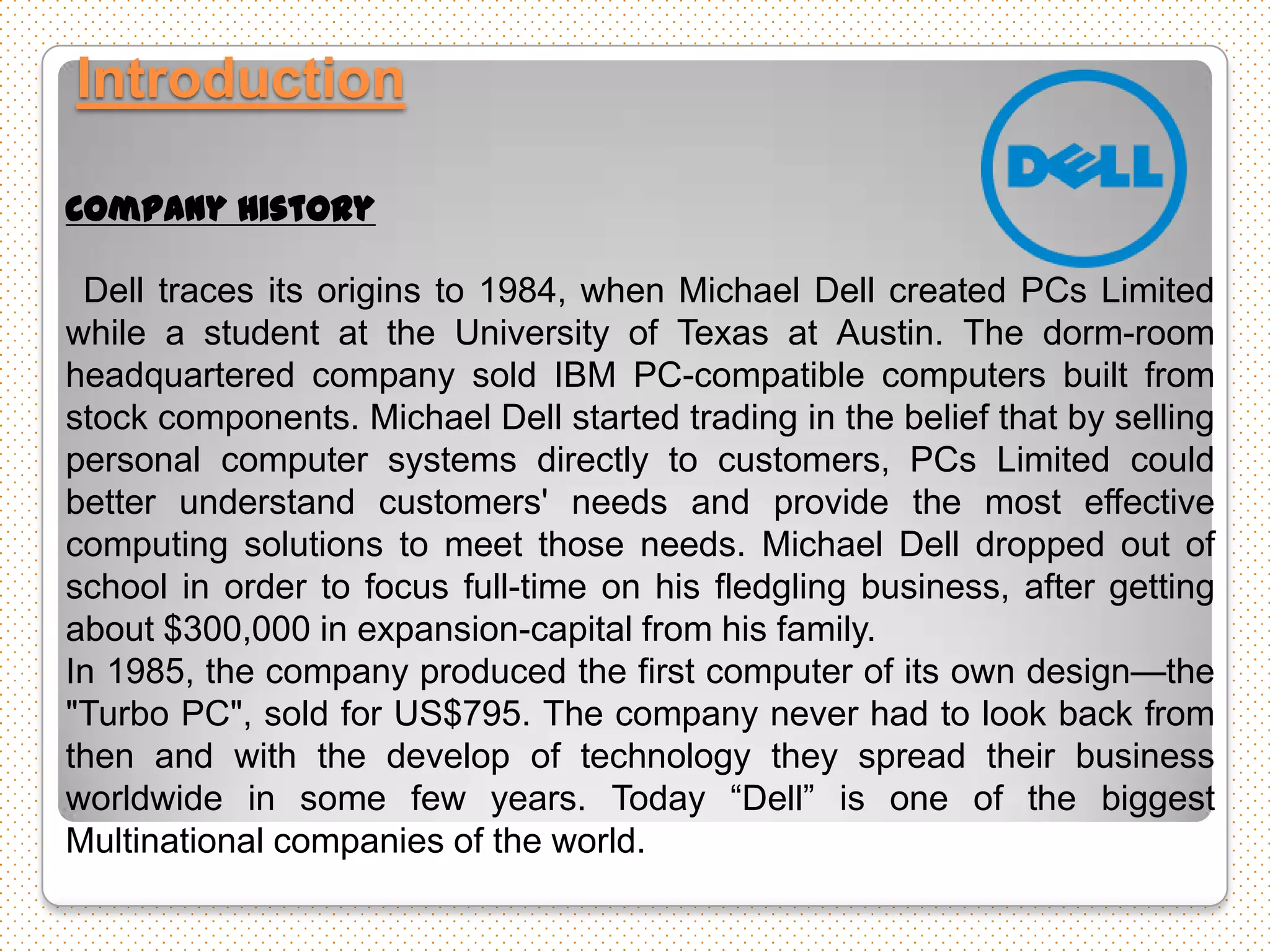 Dell Company Presentation | PPTX