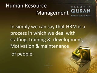 Human Recourse Management from the ISLAMIC Perspective | PPT