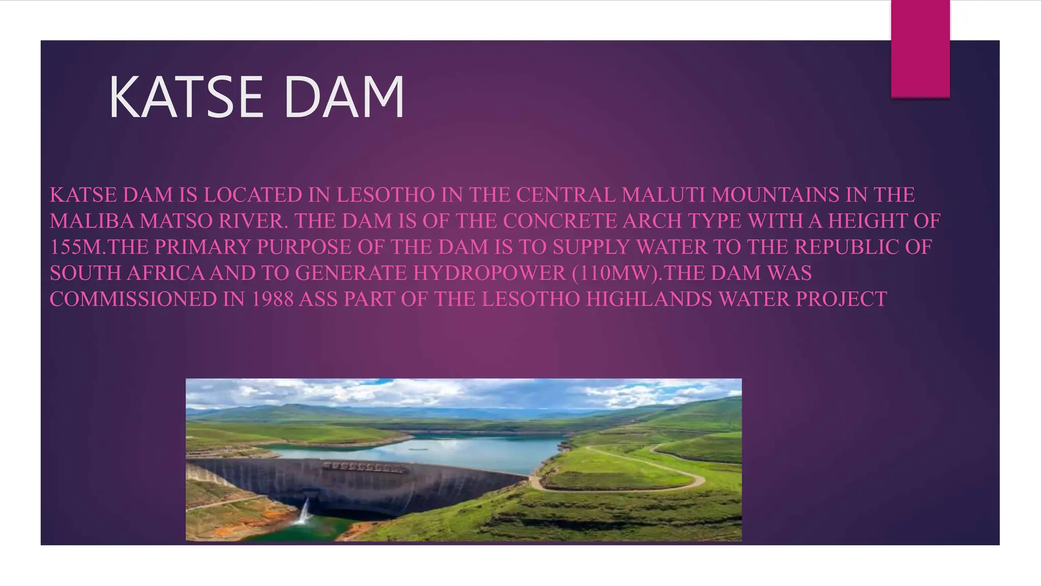 Tourism attraction in Lesotho Katse dam | PPTX