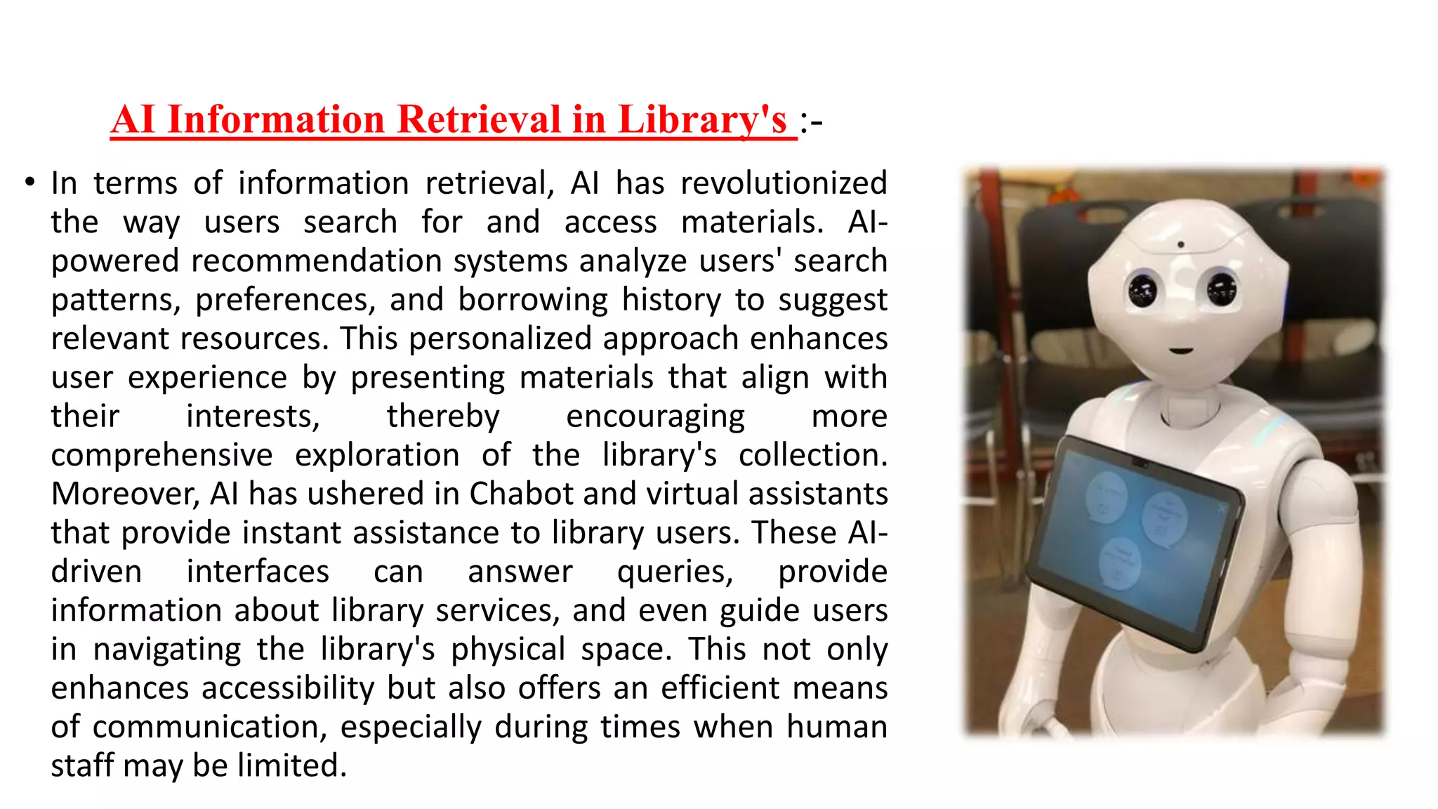 VIRTUAL ARTIFICIAL INTELLIGENCE ROLE ON LIBRARIES | PPTX