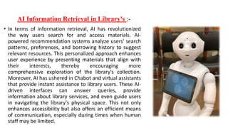 VIRTUAL ARTIFICIAL INTELLIGENCE ROLE ON LIBRARIES | PPTX