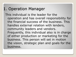 Presentation1 key personnel | PPTX | Human Resources | Business