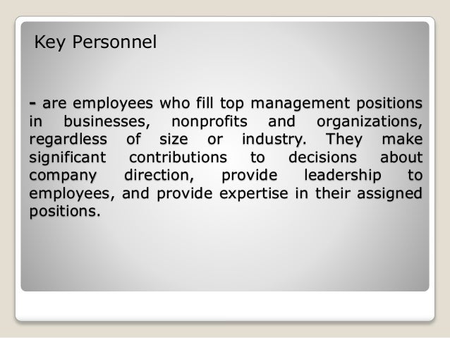 Presentation1 key personnel
