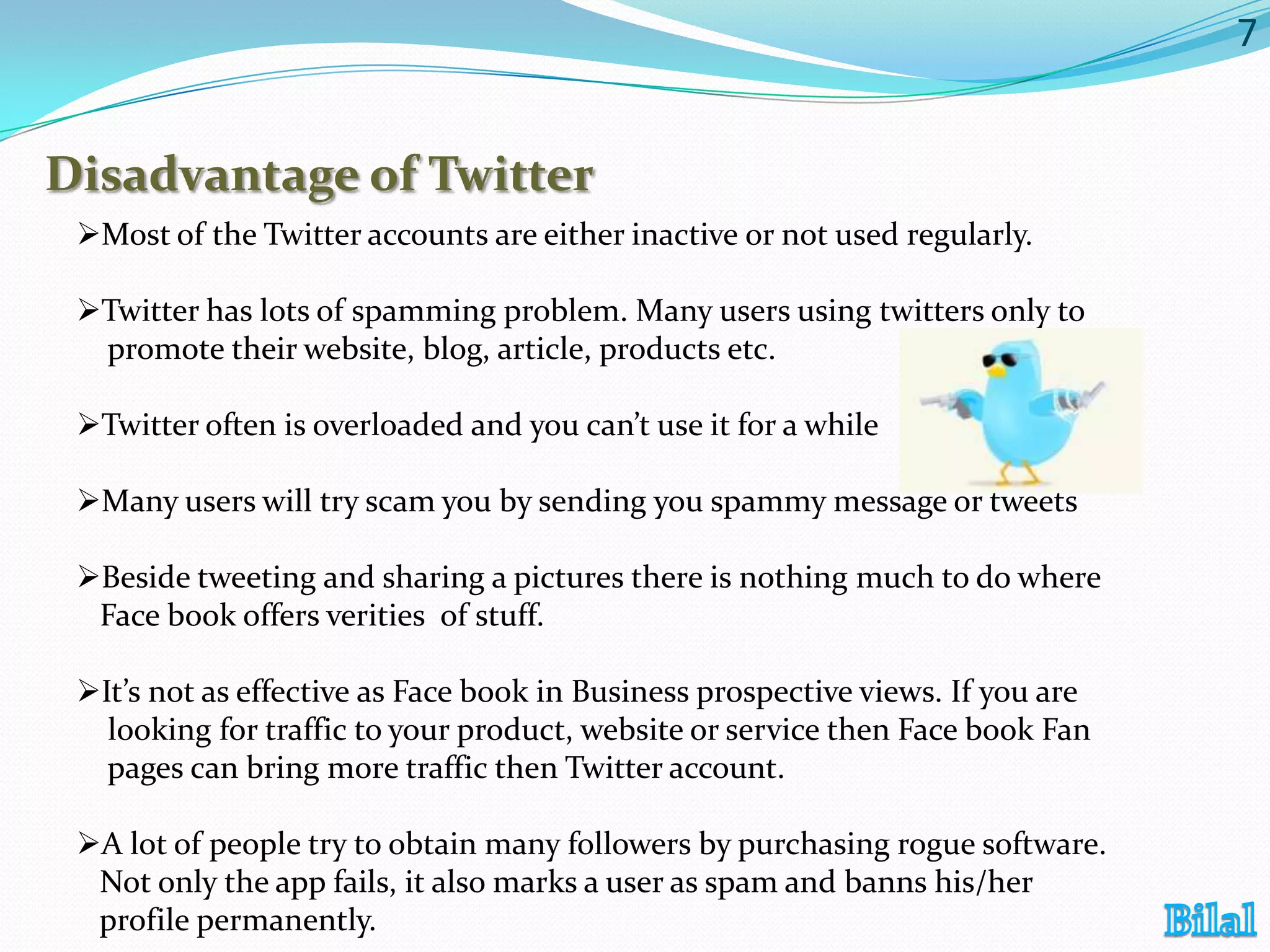 twitter advantage and disadvantage | PPTX