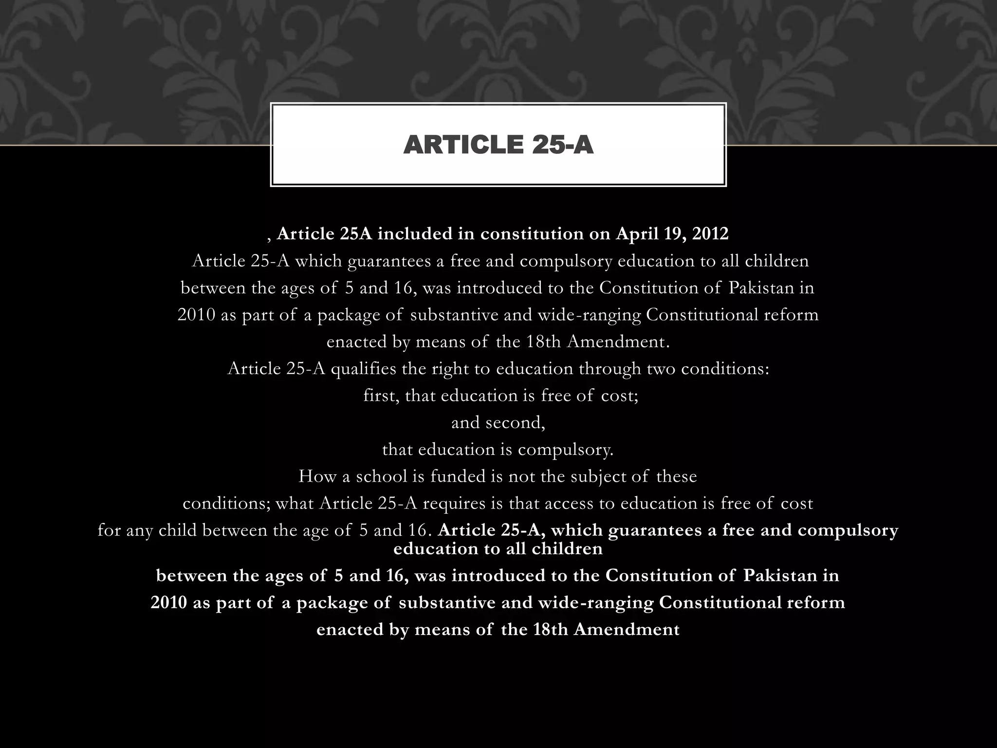 eighteen 18 amendment and article 25a | PPTX
