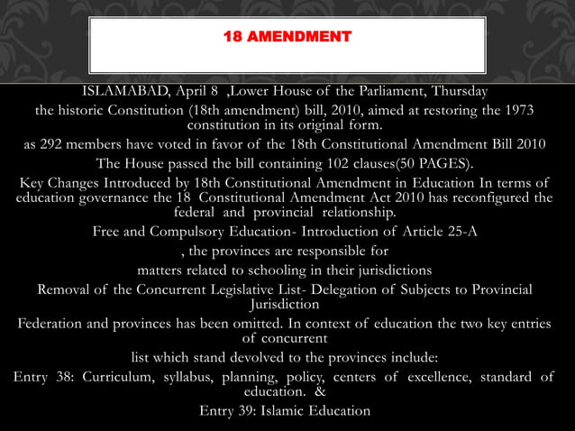 eighteen 18 amendment and article 25a | PPT