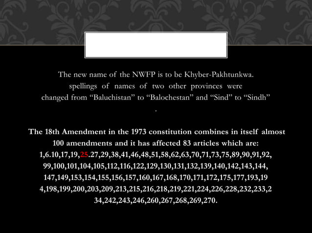 eighteen 18 amendment and article 25a | PPT