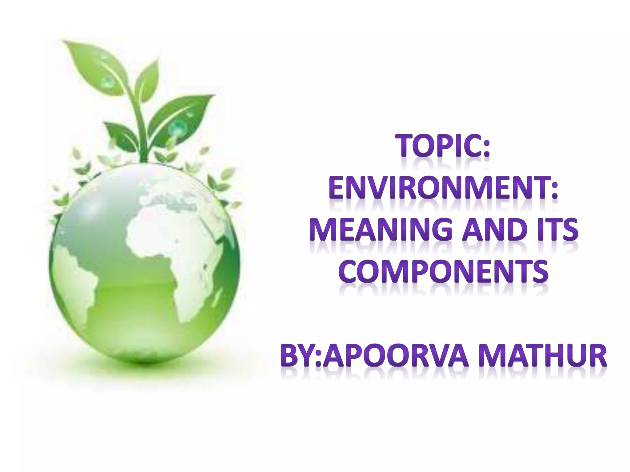ENVIRONMENT: MEANING AND ITS COMPONENTS | PPTX