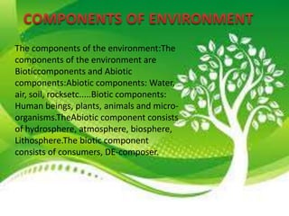 ENVIRONMENT: MEANING AND ITS COMPONENTS | PPTX