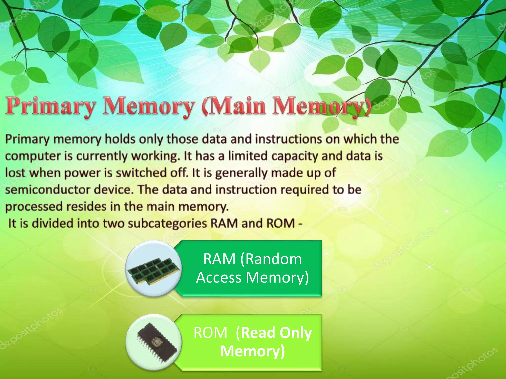 MEMORY OF COMPUTER SYSTEM AND UNITS OF MEMORY | PPTX | Data Storage and Warehousing | Computing