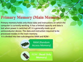MEMORY OF COMPUTER SYSTEM AND UNITS OF MEMORY | PPTX | Data Storage and ...