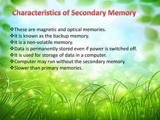 MEMORY OF COMPUTER SYSTEM AND UNITS OF MEMORY | PPTX | Data Storage and Warehousing | Computing