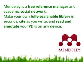 Presentation1 mendeley word google scholar | PPTX