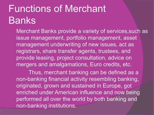 Merchant Banking ppt | PPTX | Business Banking & Finance | Business