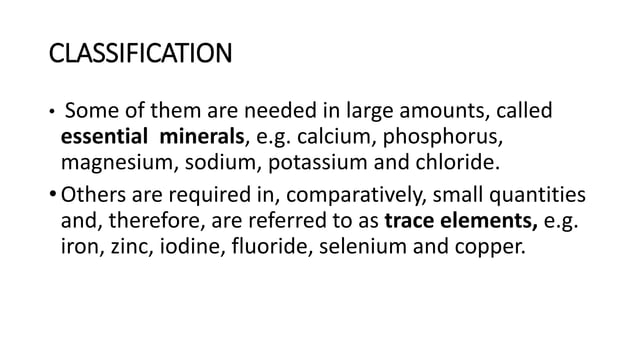 Minerals (Nutrition ) Community health nursing | PPT