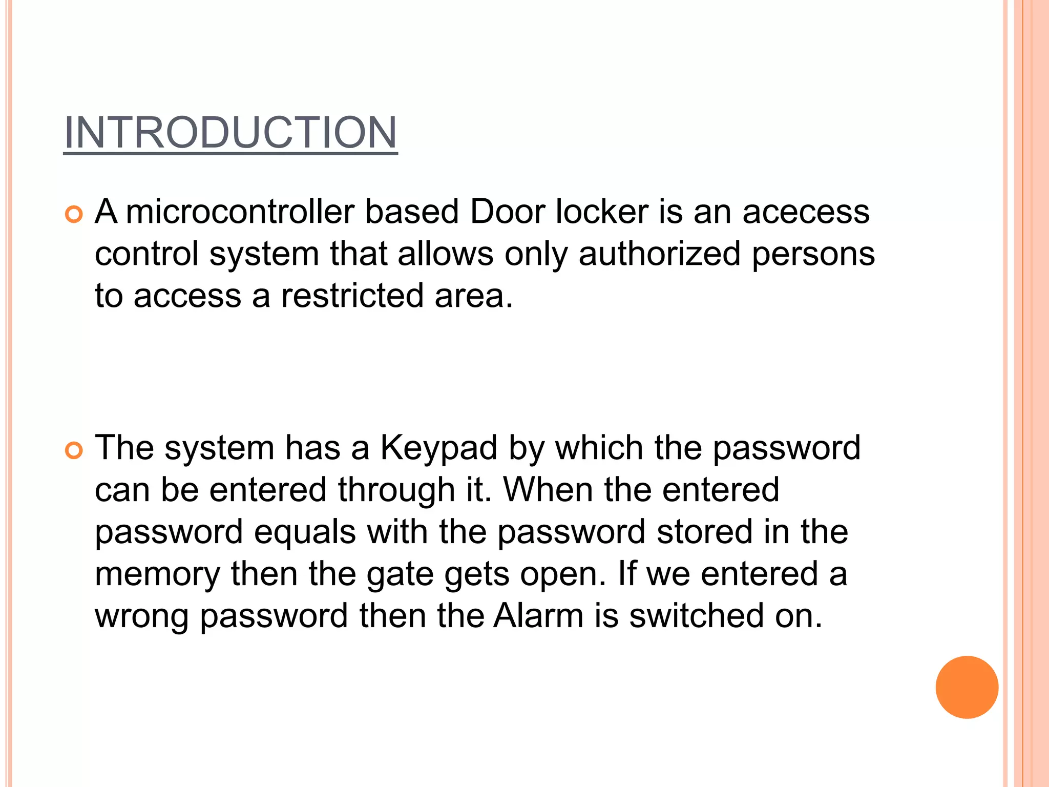 password based door locking system using 8051 | PPTX