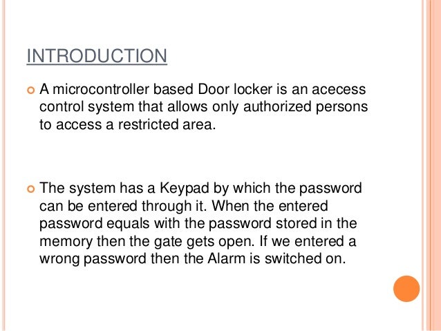 password based door locking system using 8051 password based door locking system using 8051