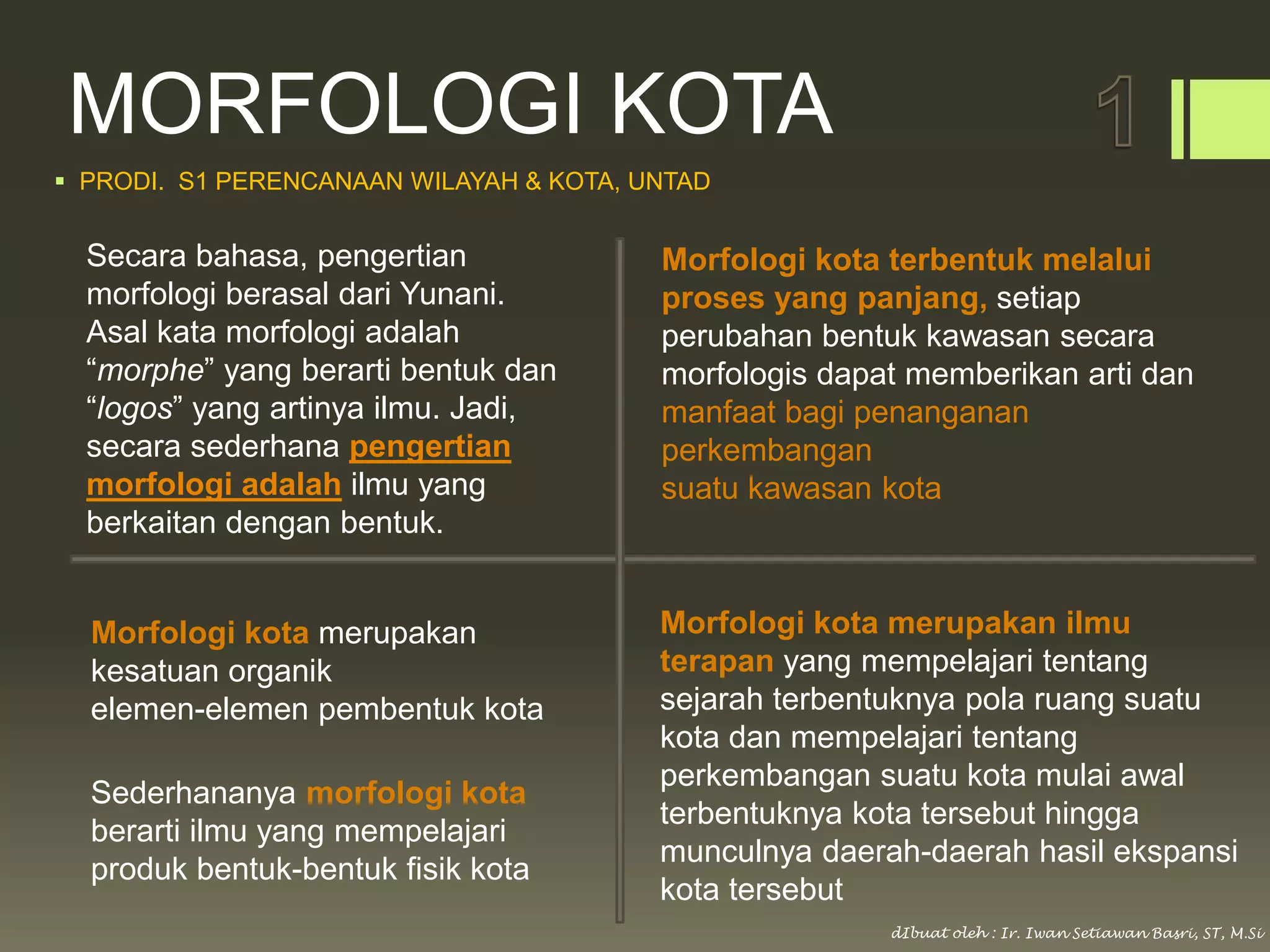 Presentation1 morfologi kota | PDF