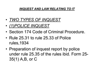 Inquest and Law related to it muhammad farooq khan | PPT