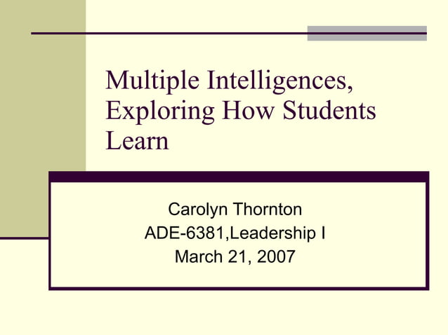 Presentation1 multiple intelligences | PPT