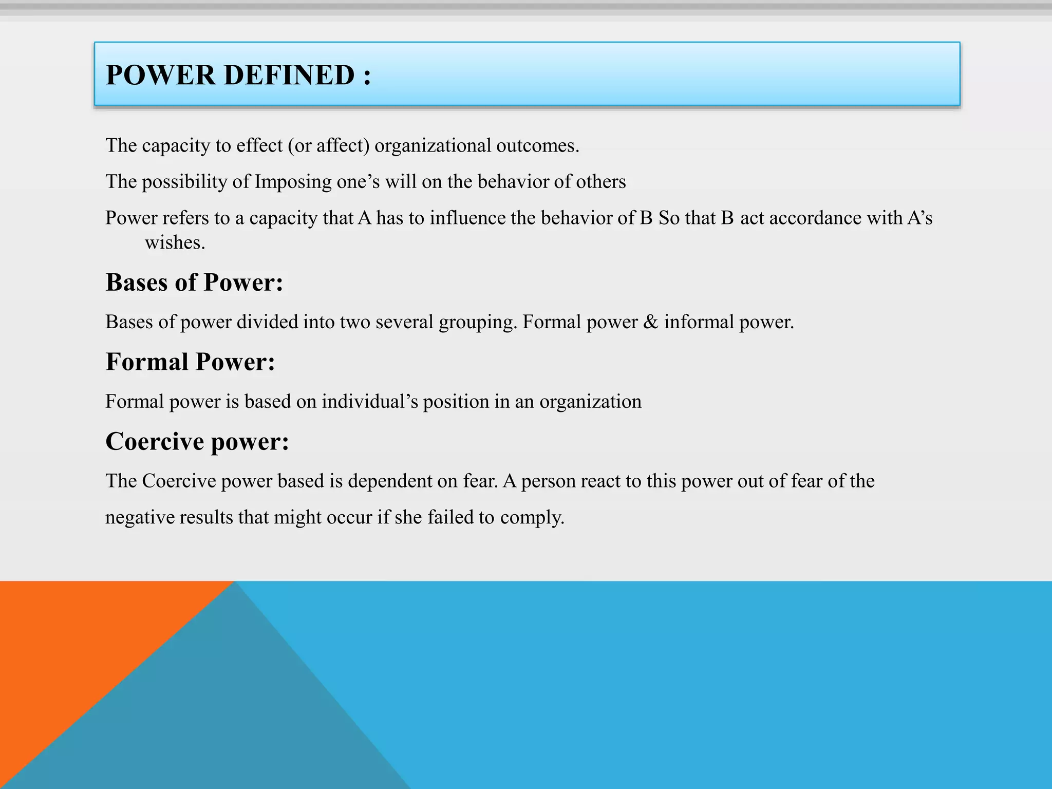 Power,Politics and Conflict Organizational behaviour | PPTX