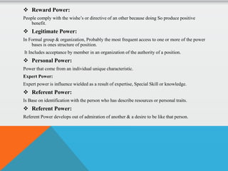Power,Politics and Conflict Organizational behaviour | PPTX