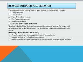 Power,Politics and Conflict Organizational behaviour | PPTX