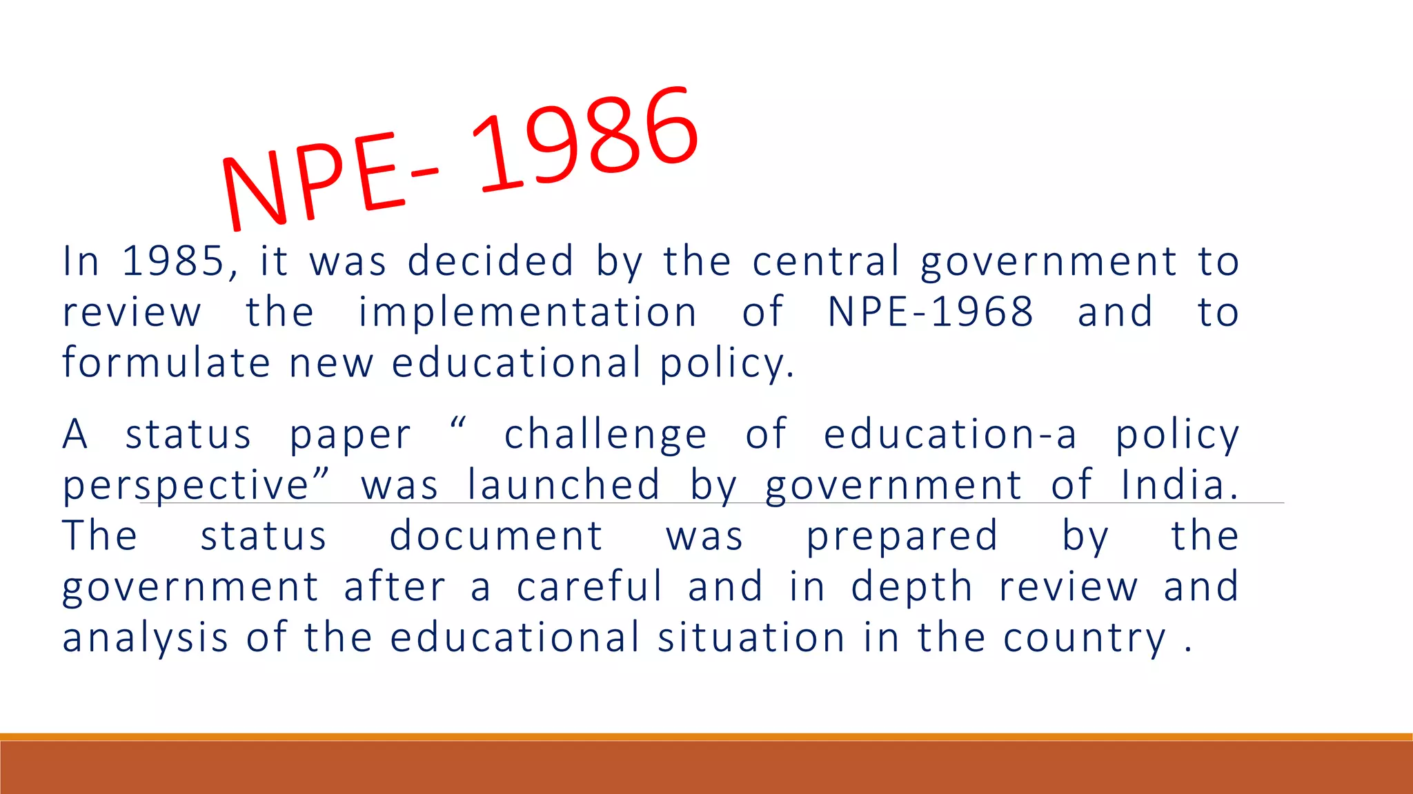 National Policy on Education-1986 | PPTX