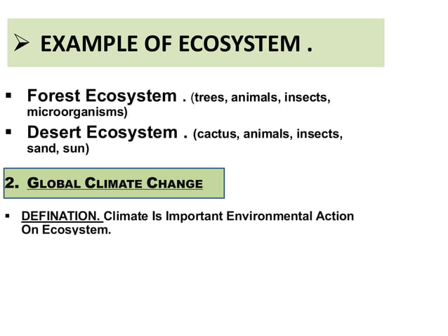Presentation is about ECOSYSTEM AND CLIMATE CHANGE | PPT