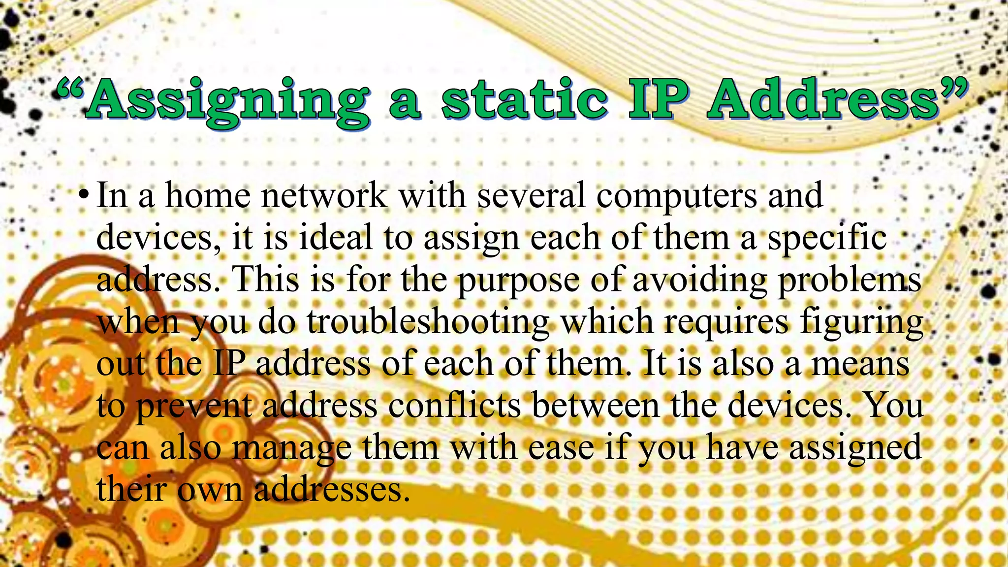 ICT Assigning a static IP Address | PPTX